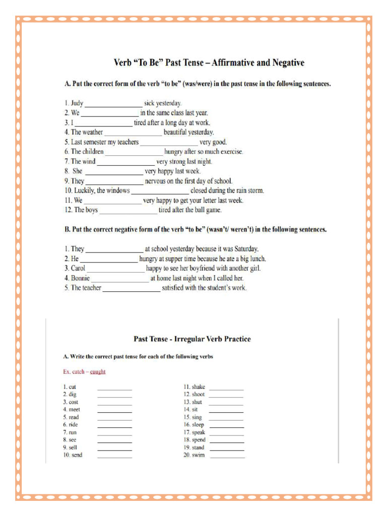 FINAL EXERCISE SIMPLE PAST AND IRREGULAR VERBS TO BE and PAST PROGRESSIVE | PDF