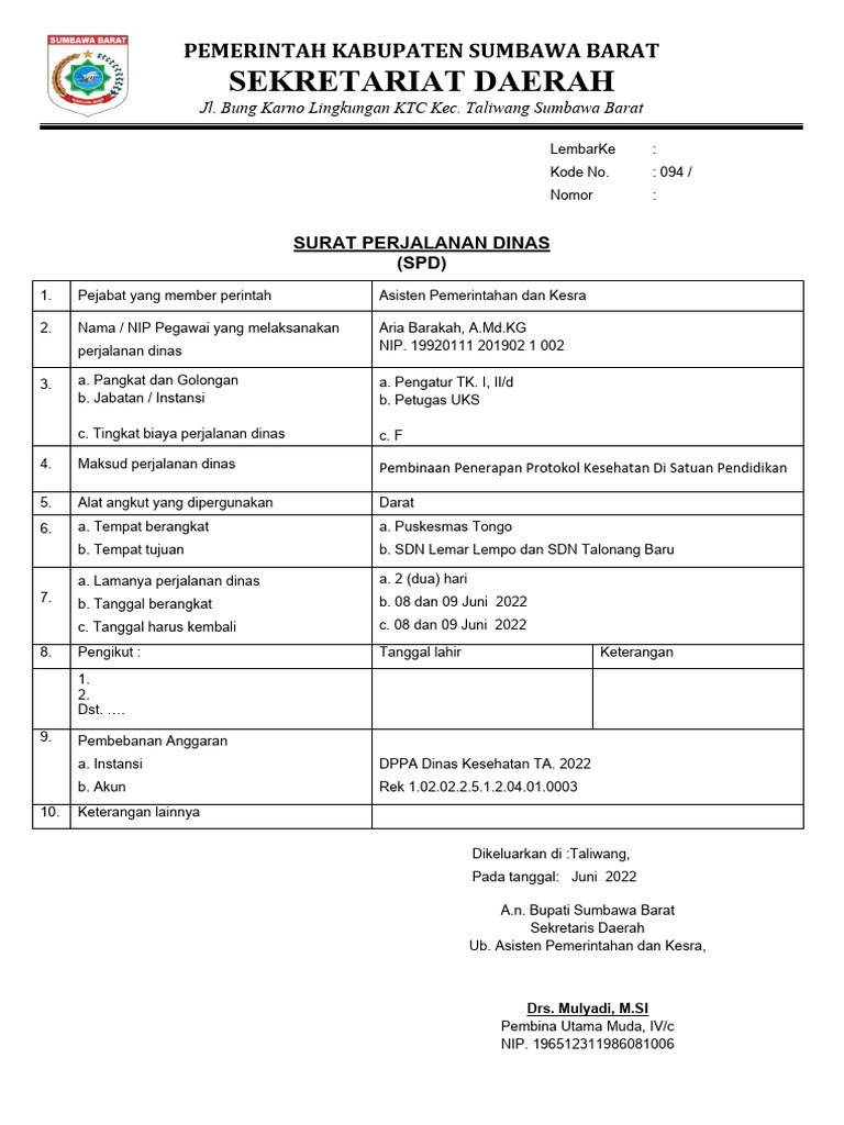 FORM SPD Asisten 4 | PDF