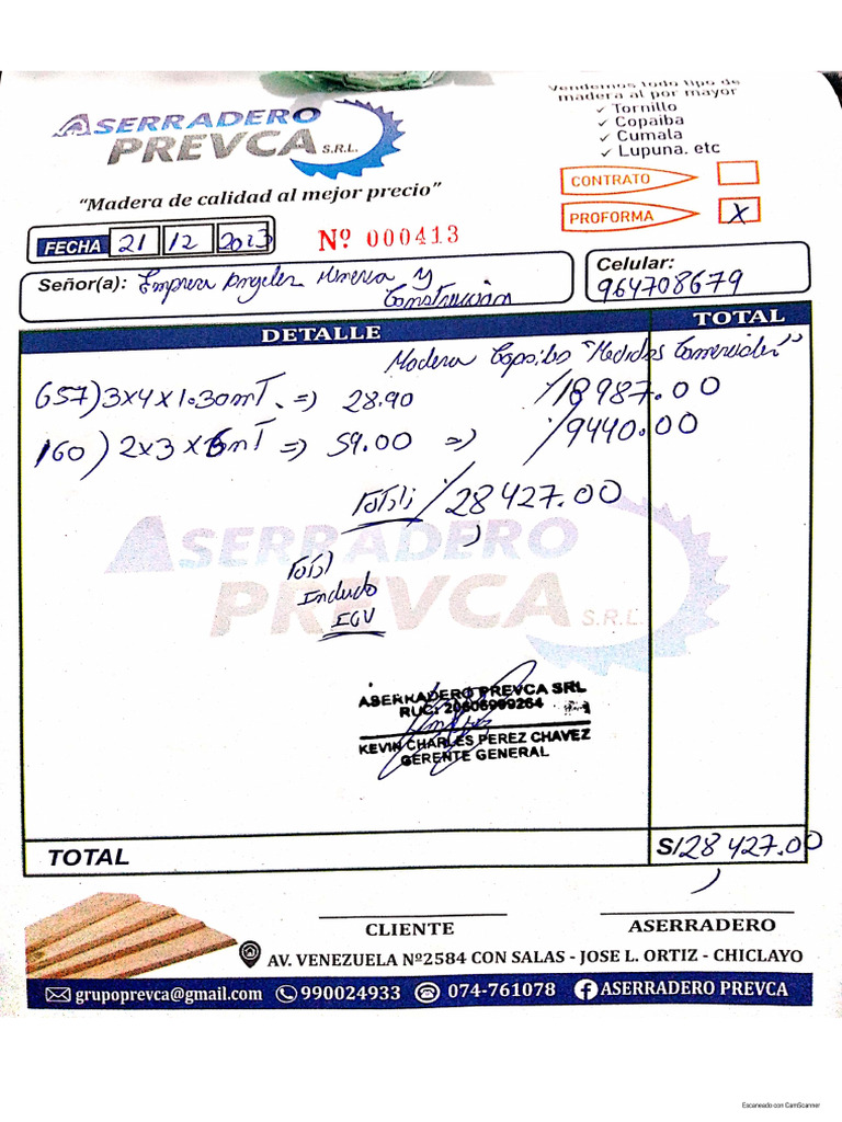 Cotización Madera Copaiba - PC13 | PDF