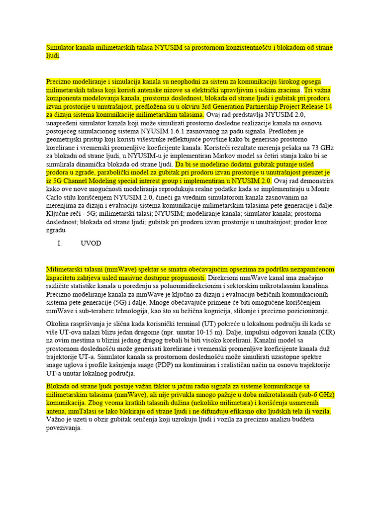 Simulator Kanala Milimetarskih Talasa NYUSIM Sa Prostornom ...