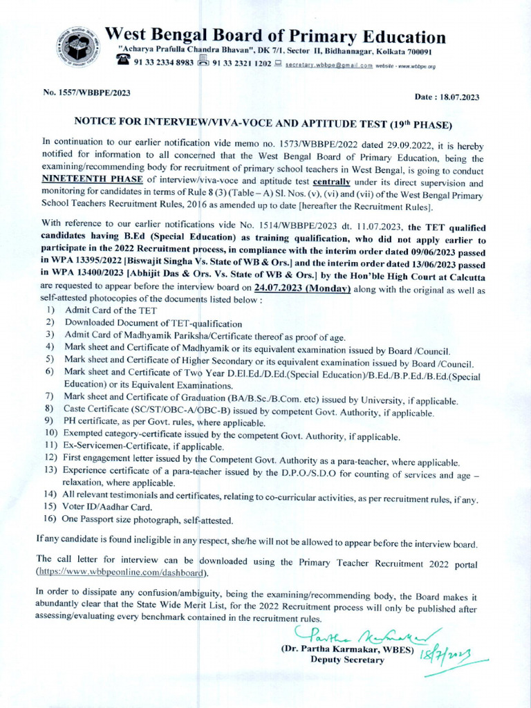 Notice-Phase19 Candidates Bed-Spl Graduation PG 18072023 | PDF
