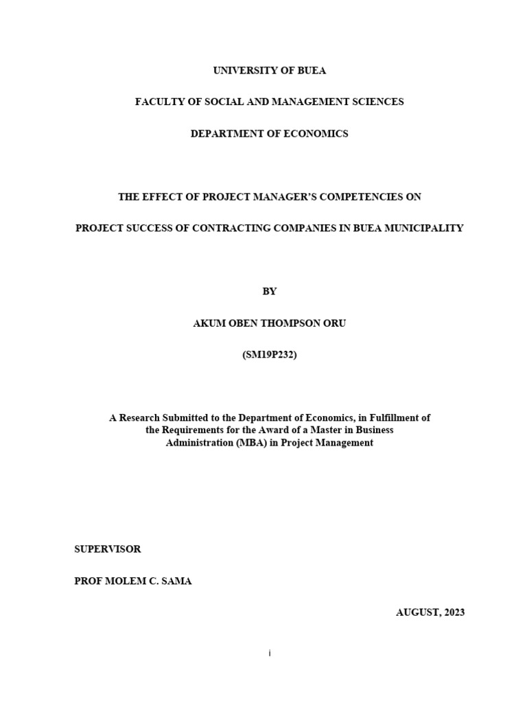 Updated Thesis August | PDF | Project Management | Leadership