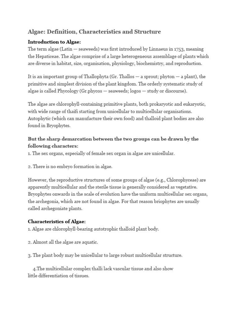 Algae | PDF | Algae | Sexual Reproduction