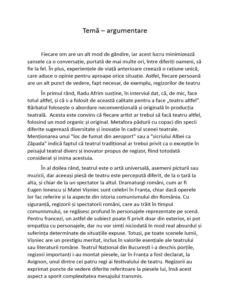 Temă - Argumentare | PDF