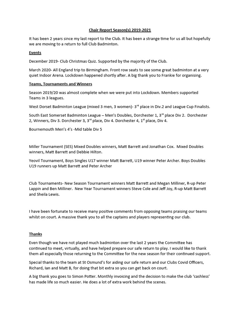Chair Report Season(s) 19-21 | PDF