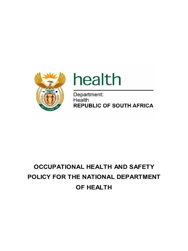 Occupational Health and Safety Policy For The National Department of Health | PDF | Occupational ...