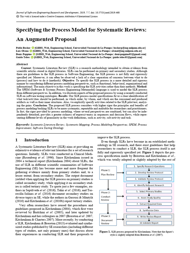 Specifying the Process Model for Systematic Reviews- An Augmented Proposal | PDF