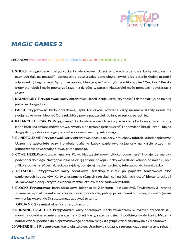 Pick Up 2 Magic Games | PDF