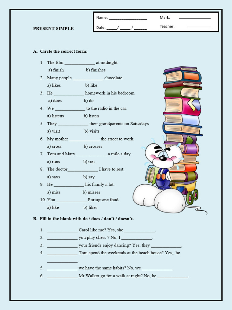 Simple Present Tense Fun Activities Games Grammar Drills Tests 40486 ...