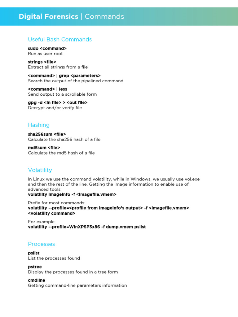 Digital Forensics Commands | PDF