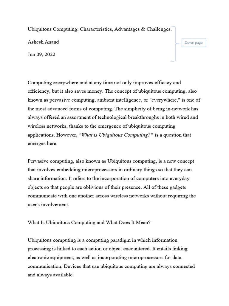 Ubiquitous Computing | PDF | Computing | Computer Network