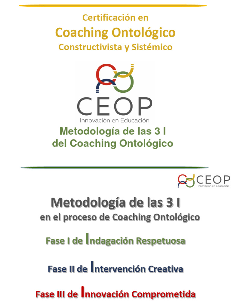 Metodologia De Las 3i Del Coaching Ontologico Fase I 2023 Pdf