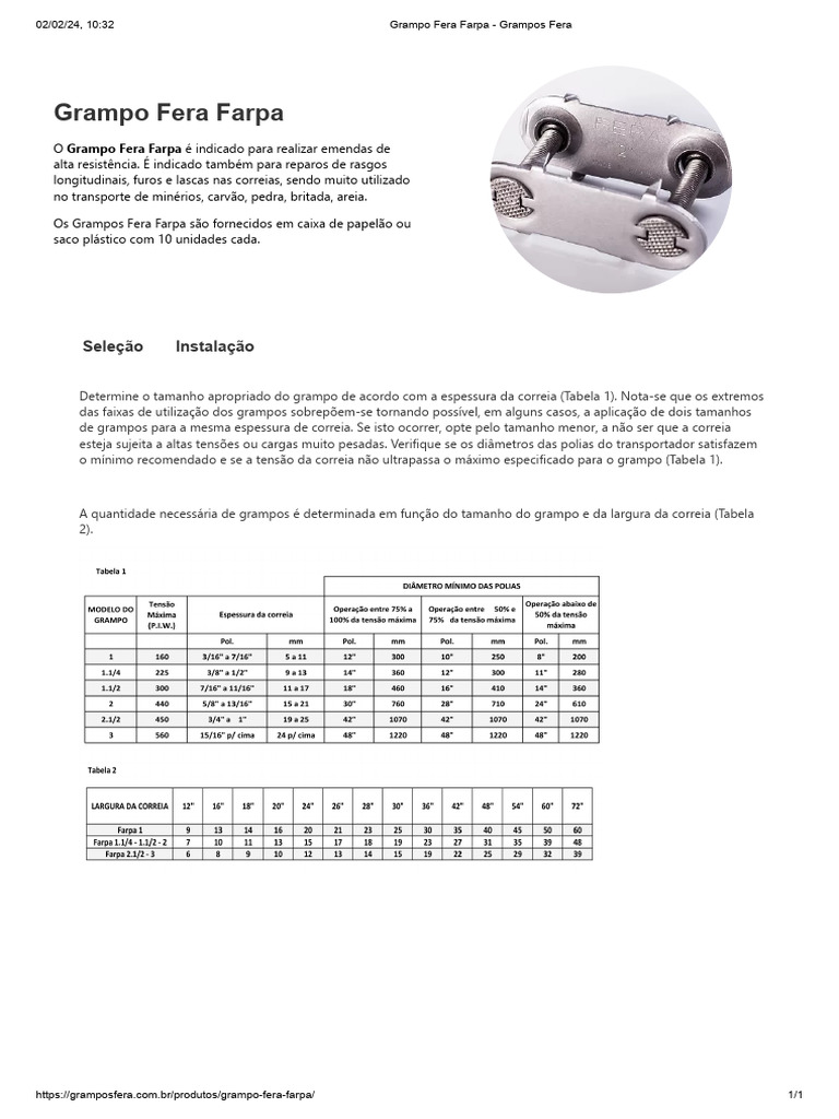 Procedimento para Seleção de Grampo Fera Farpa | PDF