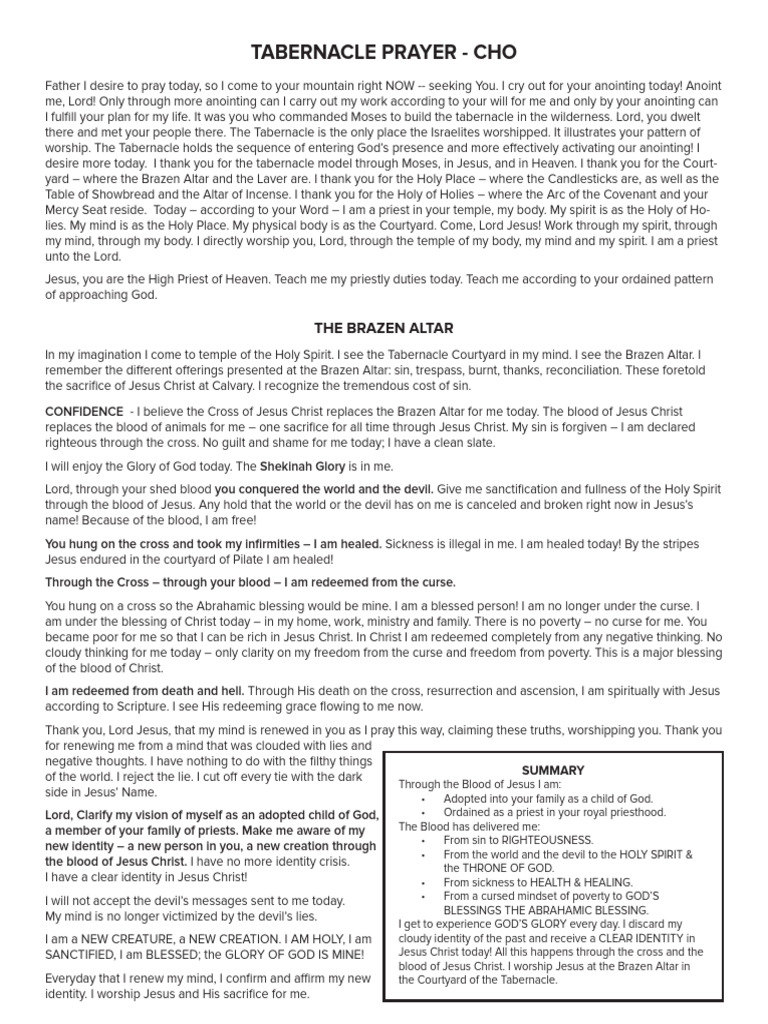 Tabernacle Prayer | PDF | Religion & Spirituality