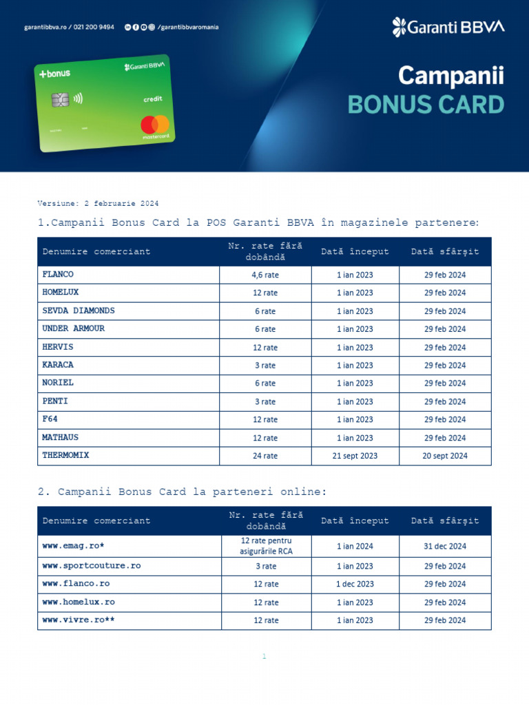 Campanii Bonus Card | PDF