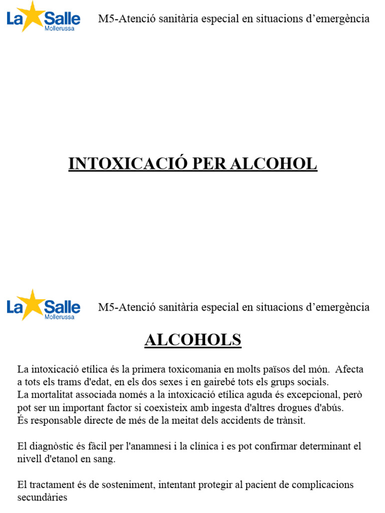 Intoxicació Per Alcohol | PDF