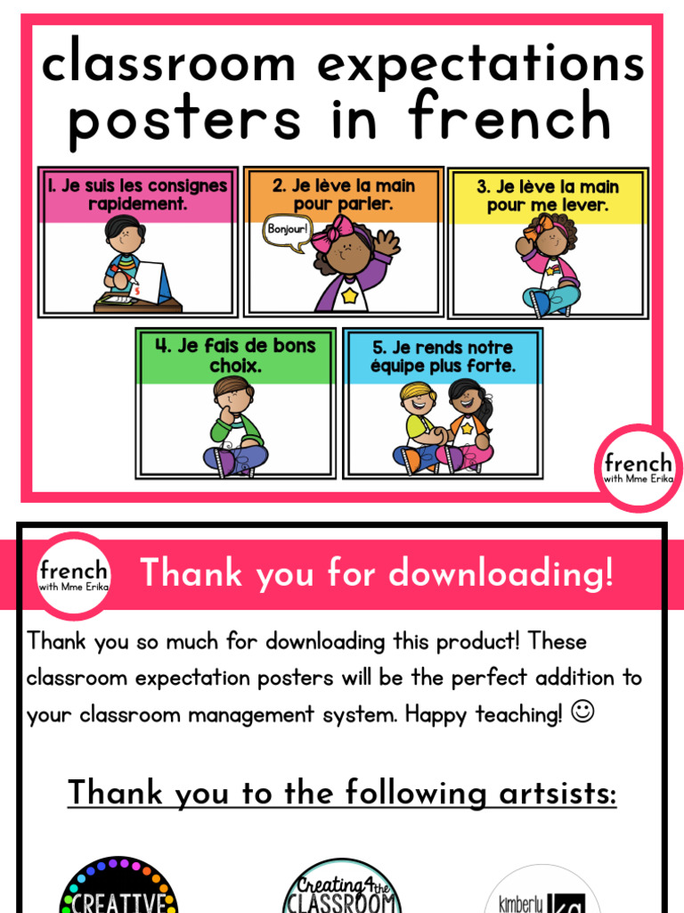 French Classroom Expectations Posters | PDF | Language Arts ...