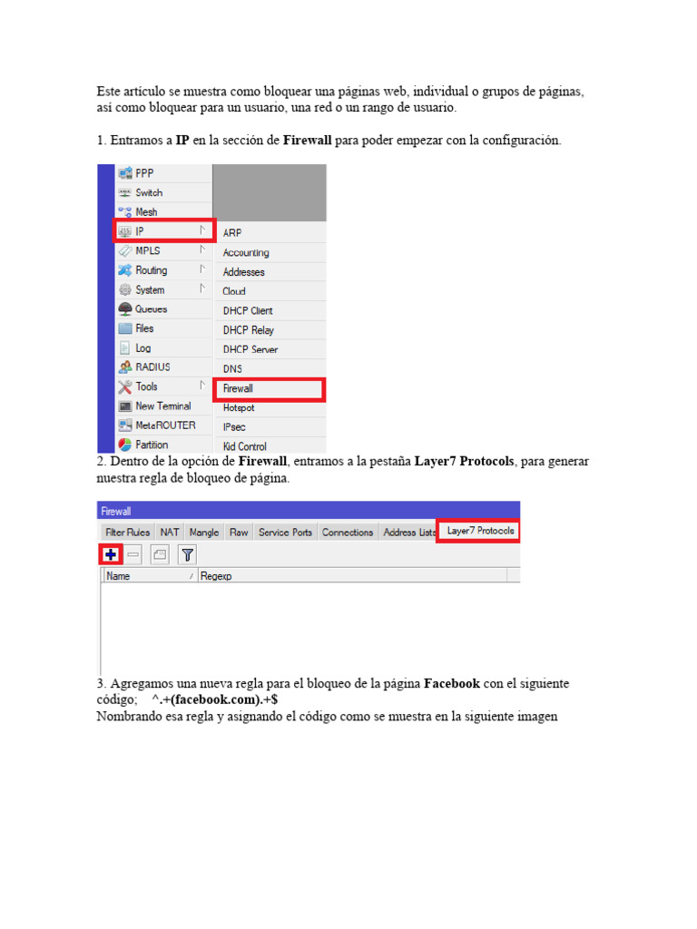MikroTik Bloqueo Paginas | PDF