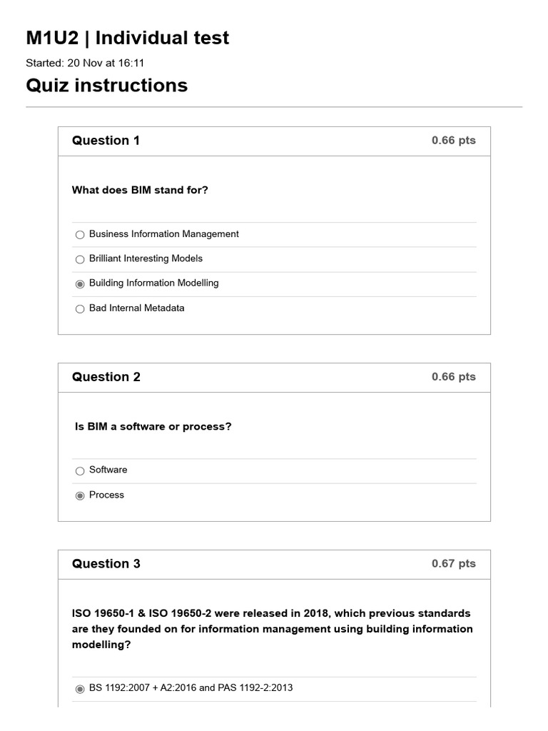 Quiz - M1U2 - Individual Test | PDF | Building Information Modeling ...