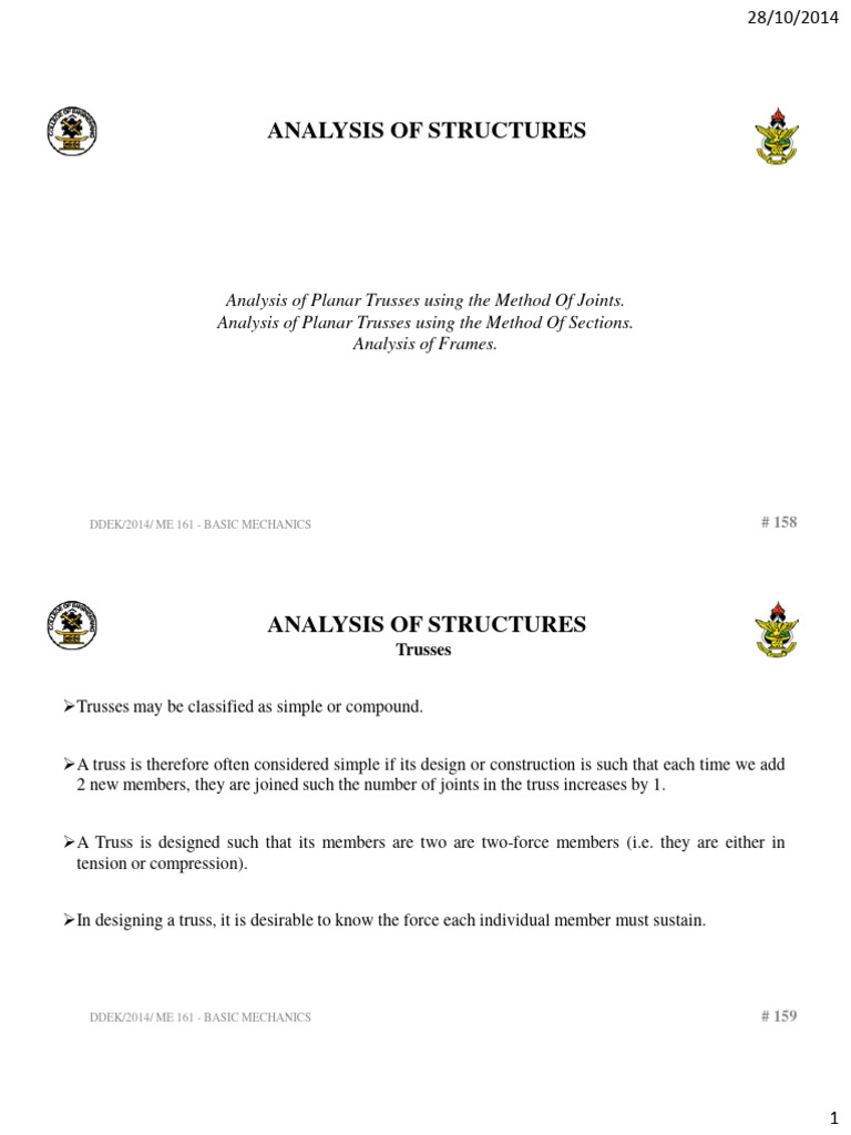 ME_161_-_Structural_Analysis | PDF | Truss | Force