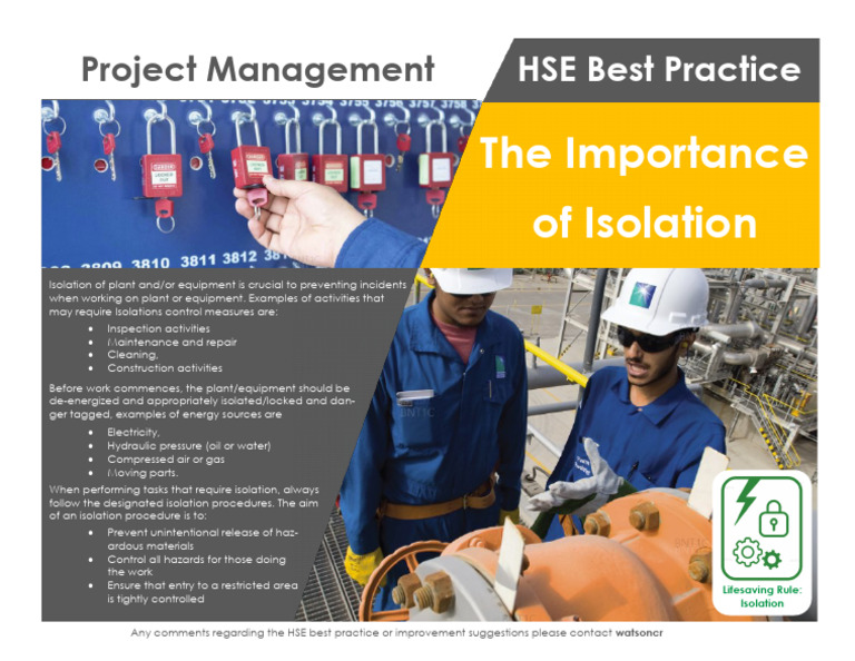 HSE Best Practice - Importance of Isolation Jan 2024 Rev 2 | PDF