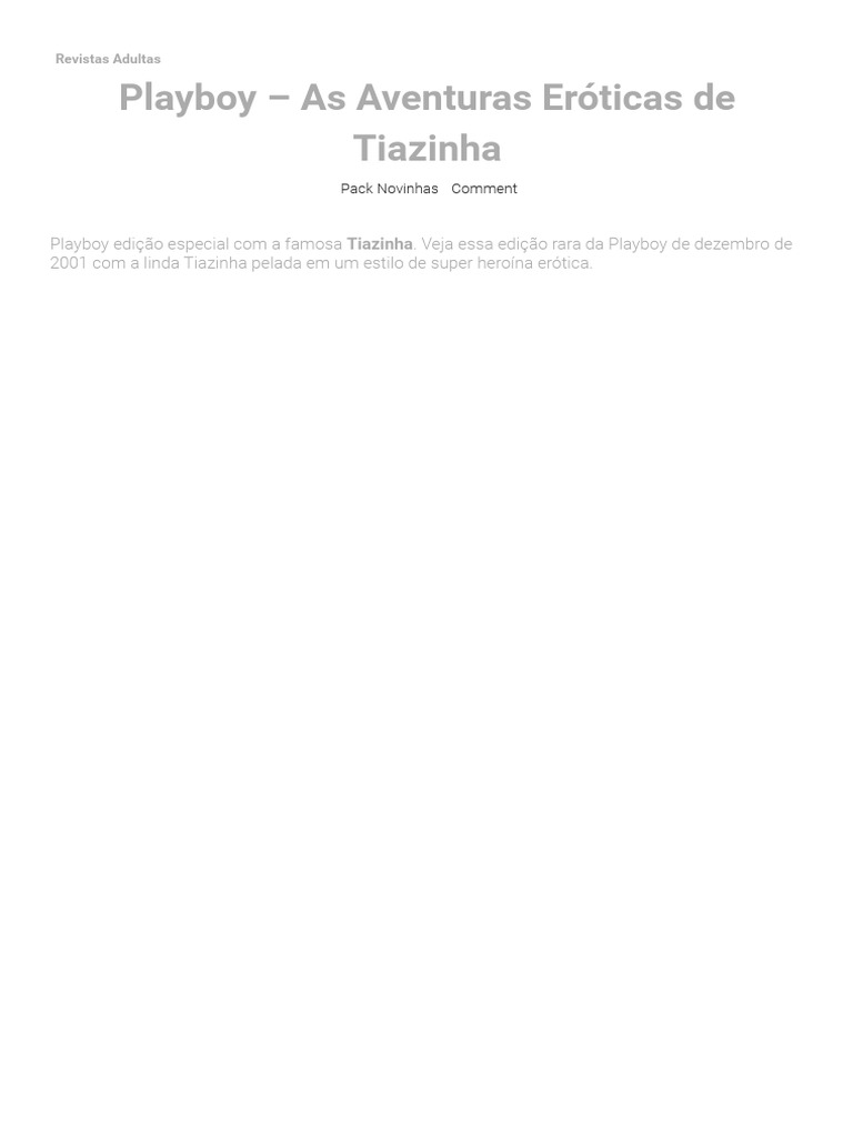 Playboy As Aventuras Eróticas de Tiazinha Pack de Novinhas | PDF