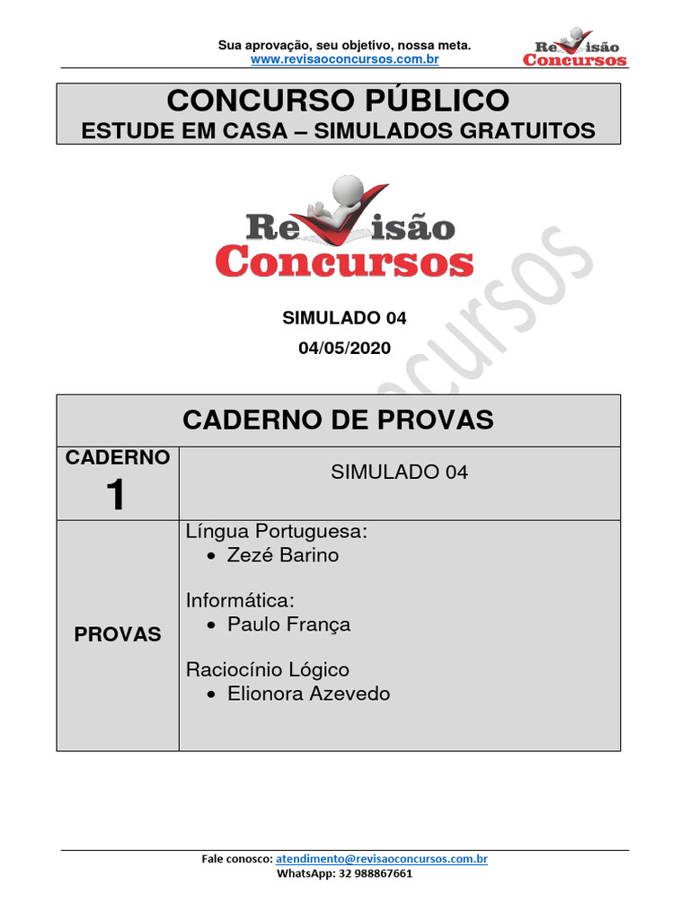 Concurso Público: Caderno de Provas | PDF