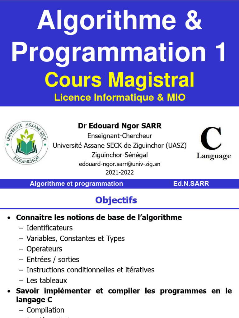 Algorithme Et Programmation 1 | PDF | Méthodes et références pédagogiques