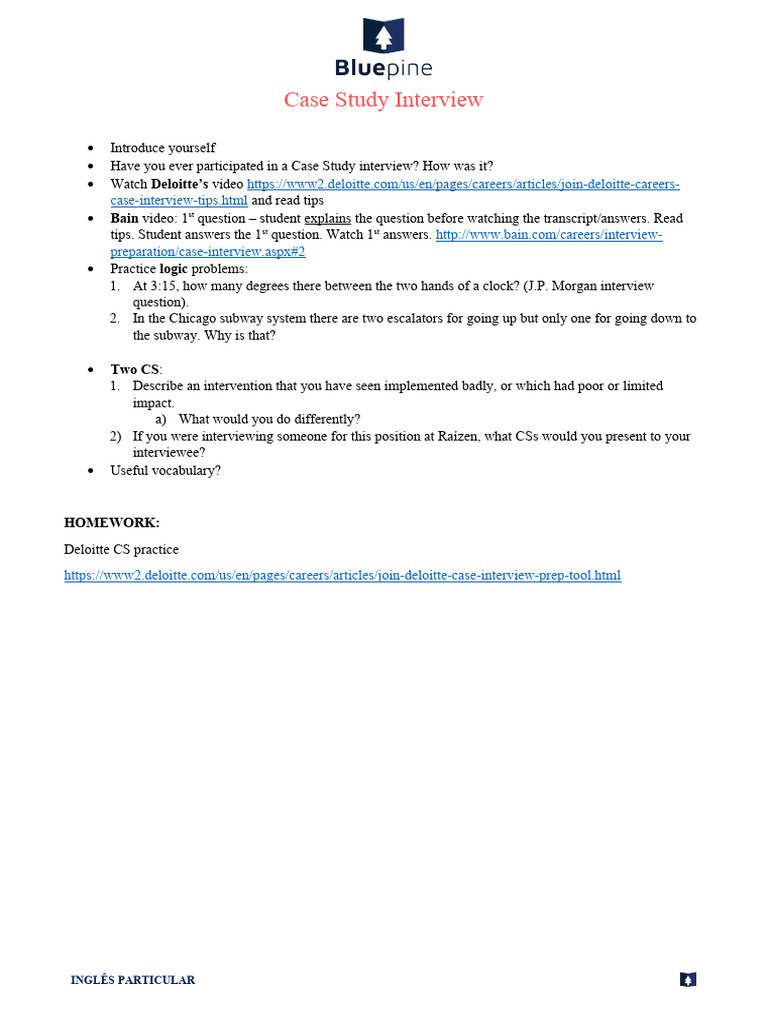 Case Study Interview - C1 | PDF