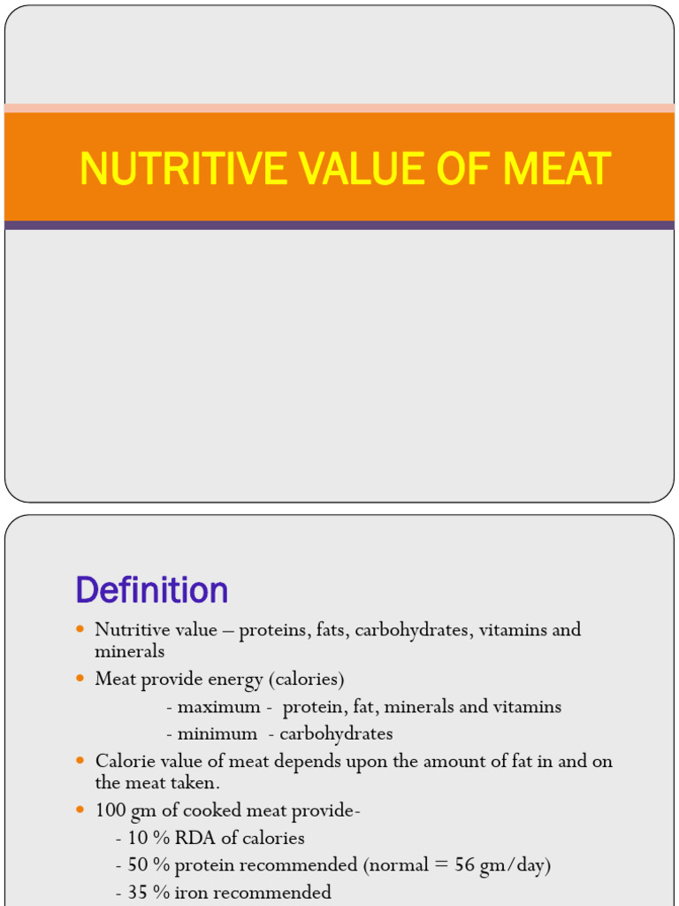 Nutirive Value of Meat | PDF