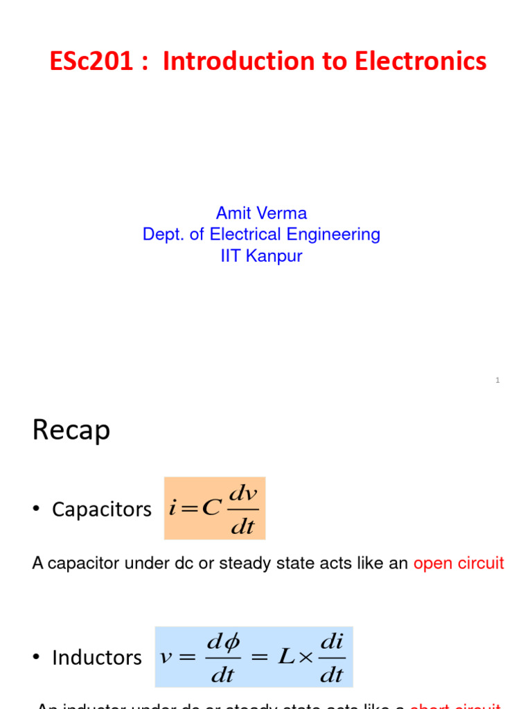 Lecture 9 | PDF | Electrical Network | Capacitor