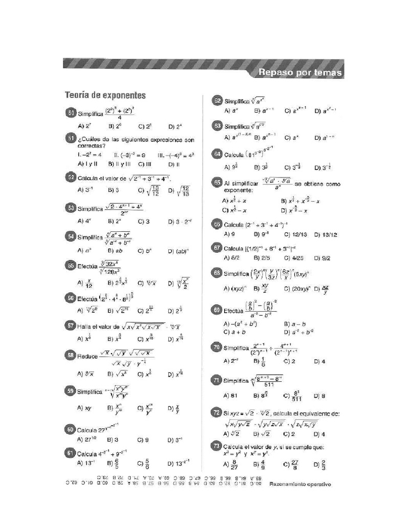 Examen Teoria de Exponentes | PDF