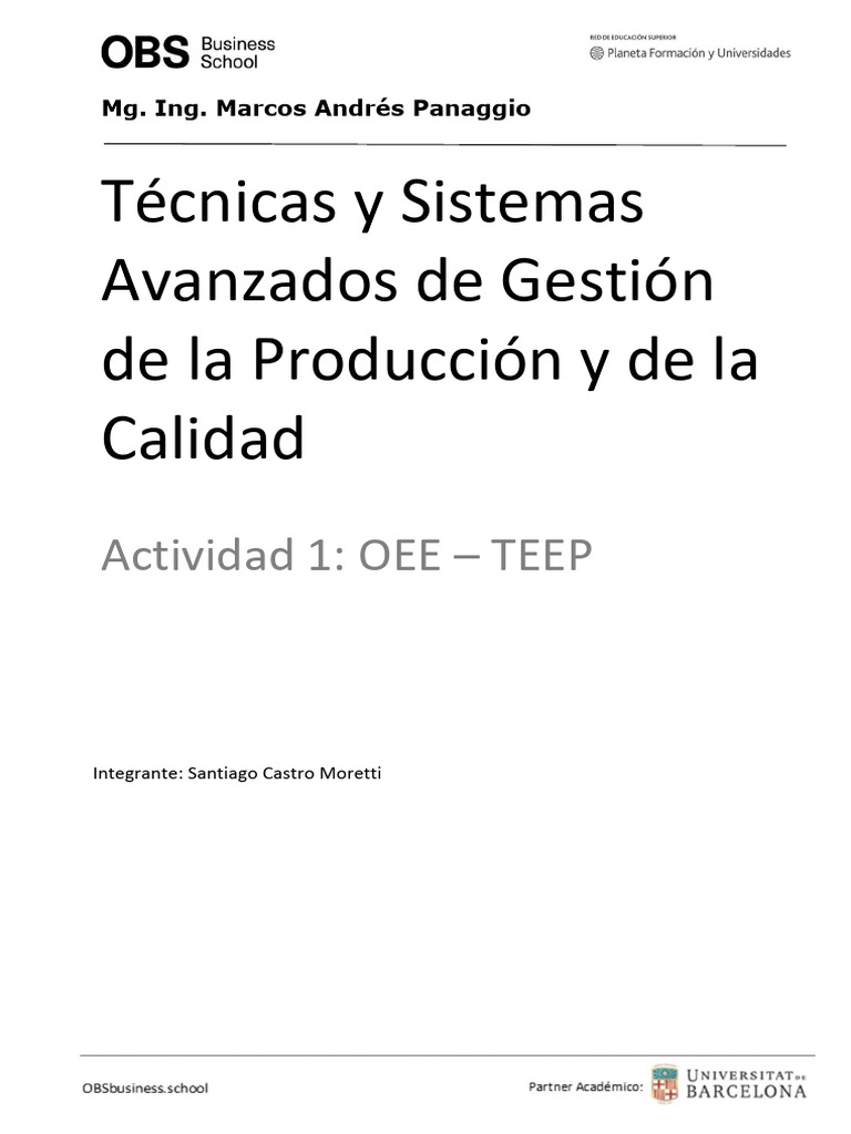 Actividad 1 OEE-TEEP Santiago Castro Moretti | PDF
