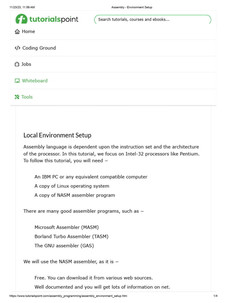 Assembly - Environment Setup | PDF | Linux | Assembly Language