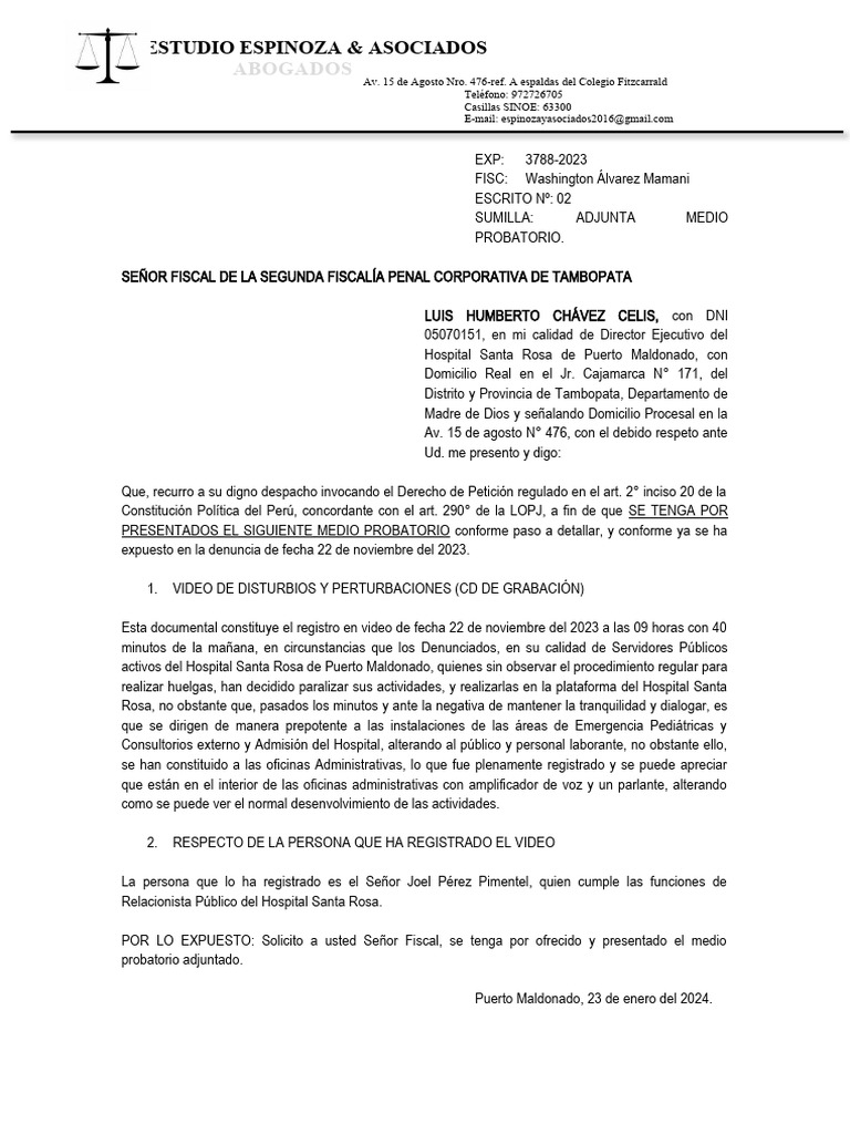 Presenta Medio de Prueba de Director HSR | PDF | Gobierno