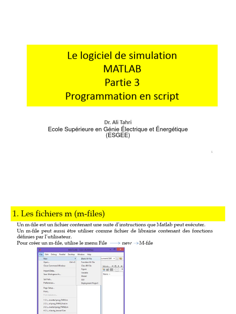 Programmation de scripts MATLAB expliquée | PDF | Structure de contrôle ...