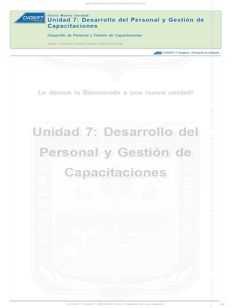 Manual CVOSOFT Curso Consultor Funcional HCM Nivel Inicial Unidad 7 | PDF | Gestión de recursos ...