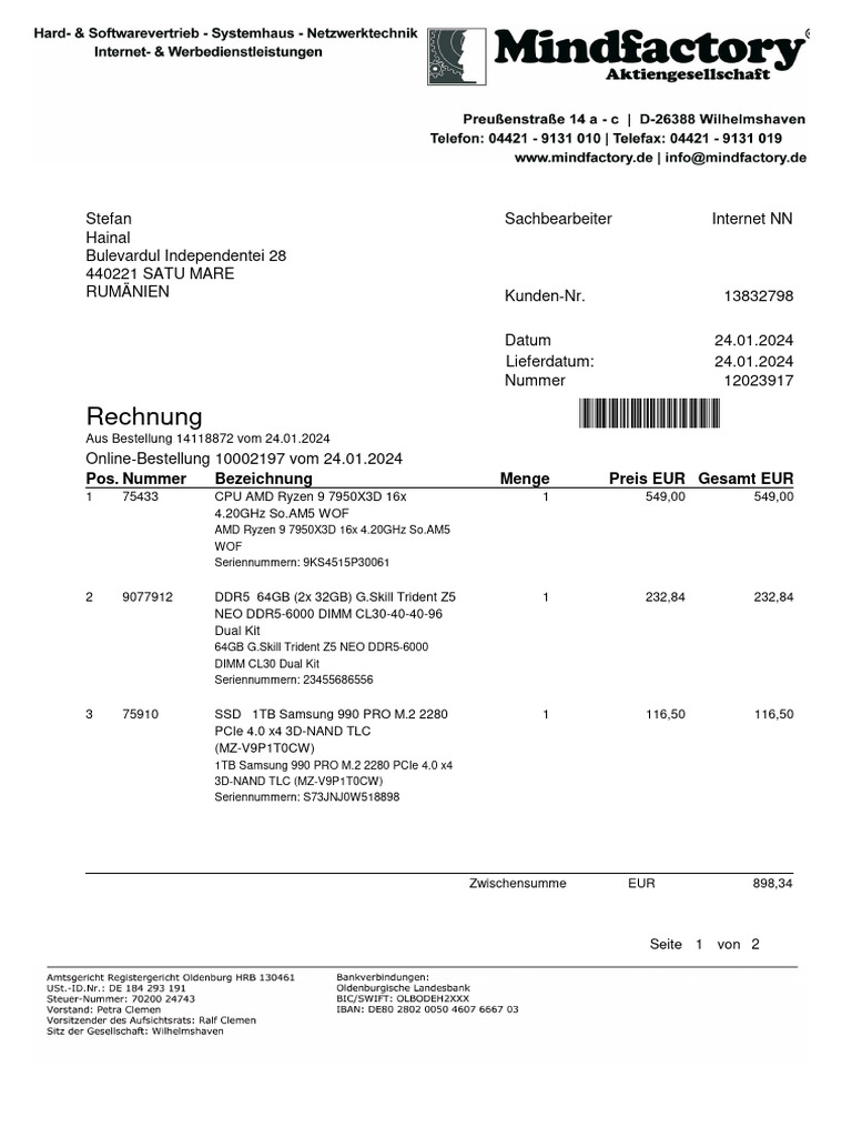 Rechnung 12023917 | PDF