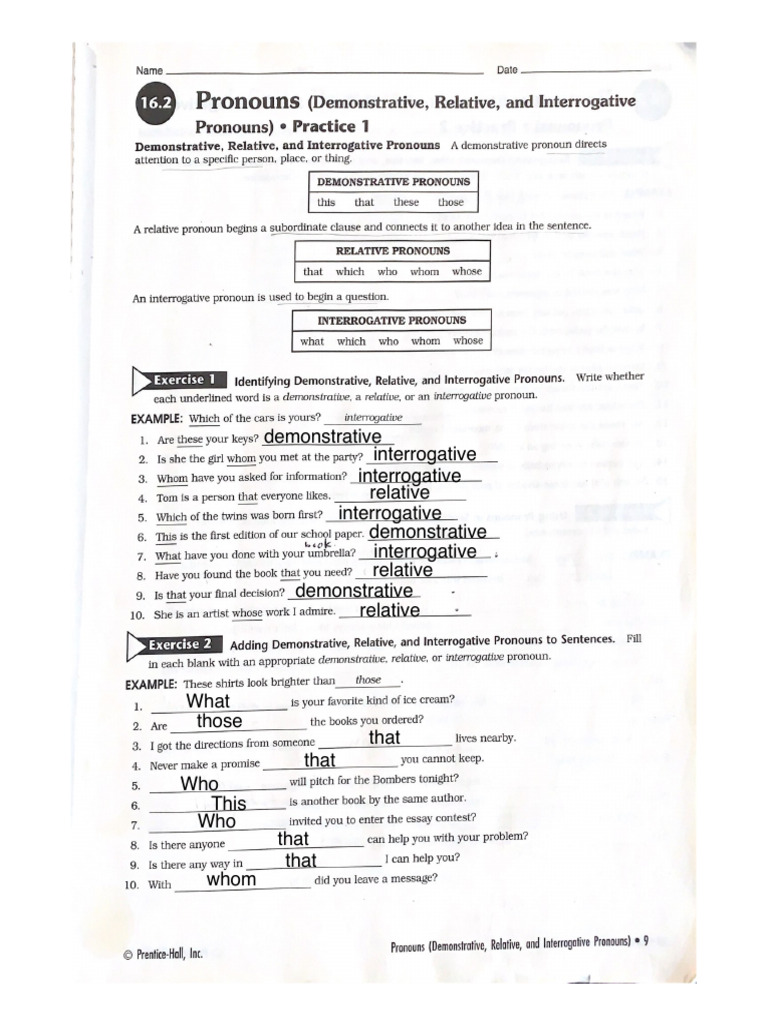 WB - pp9-10 - Pronouns (Demonstrative, Relative & Interrogative) - 23 ...