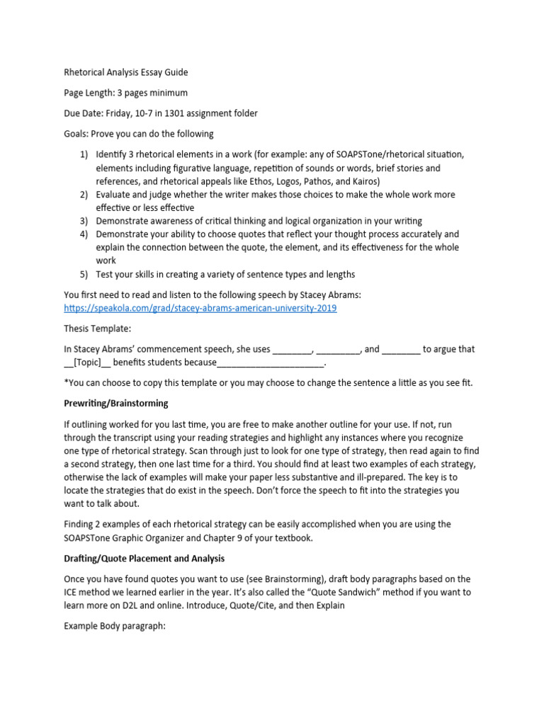 Rhetorical Analysis Essay Guide | PDF | Rhetoric | Human Communication