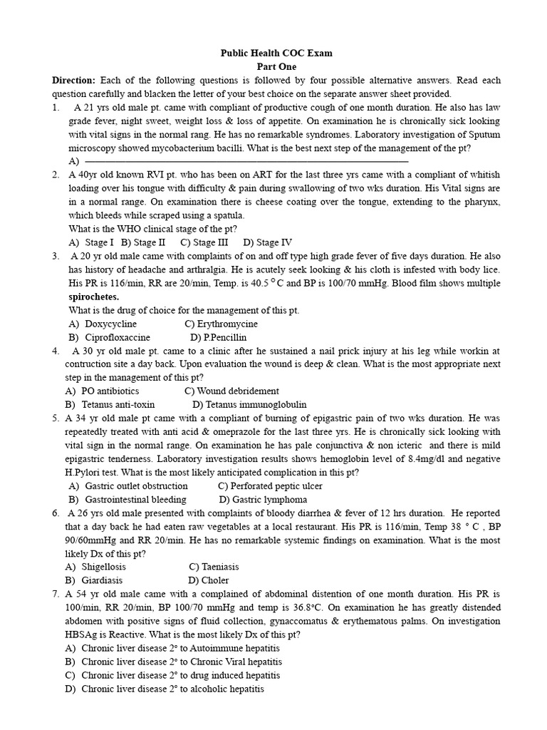 Public Health COC Exam | PDF | Childbirth | Variance