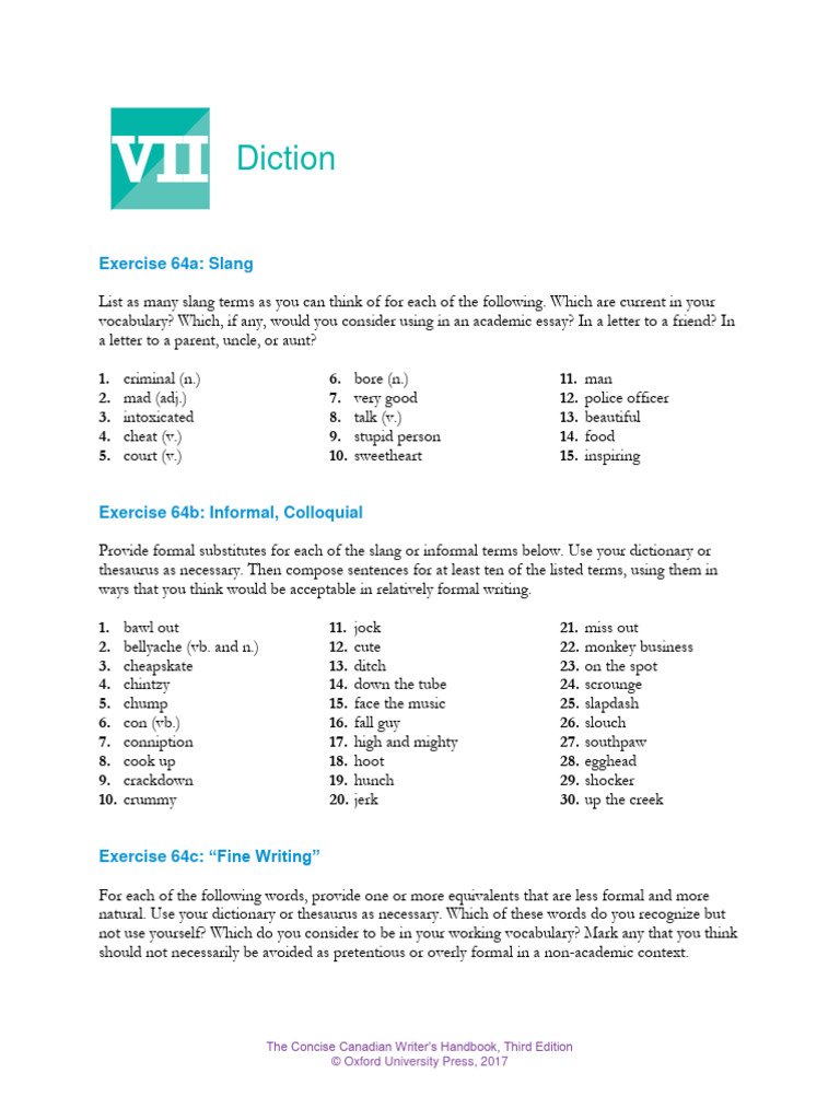 Diction - Online Exercises | PDF