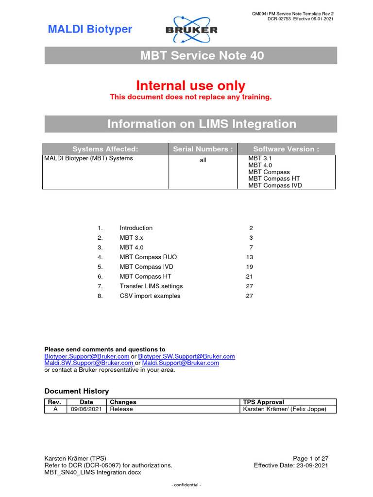 BD Bruker MBT - SN040 - LIMS Integration | PDF | Port (Computer Networking) | Windows Registry