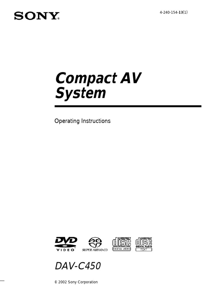 Manual de Usuario Sony DAV-C450 (88 Páginas) | PDF