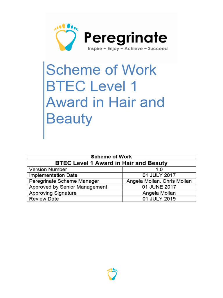 BTEC Level 1 Award in Hair and Beauty Sow | PDF