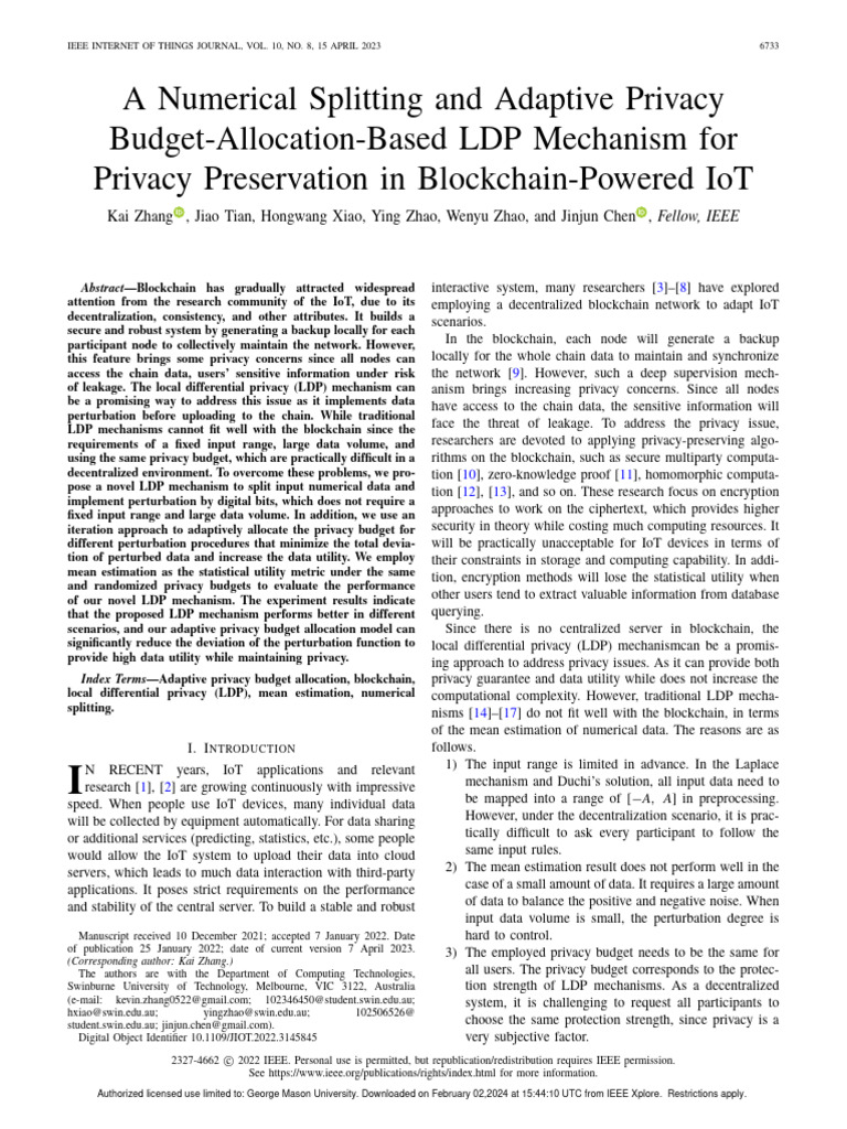 A Numerical Splitting and Adaptive Privacy Budget-Allocation-Based LDP ... A Numerical Splitting and Adaptive Privacy Budget-Allocation-Based LDP ...