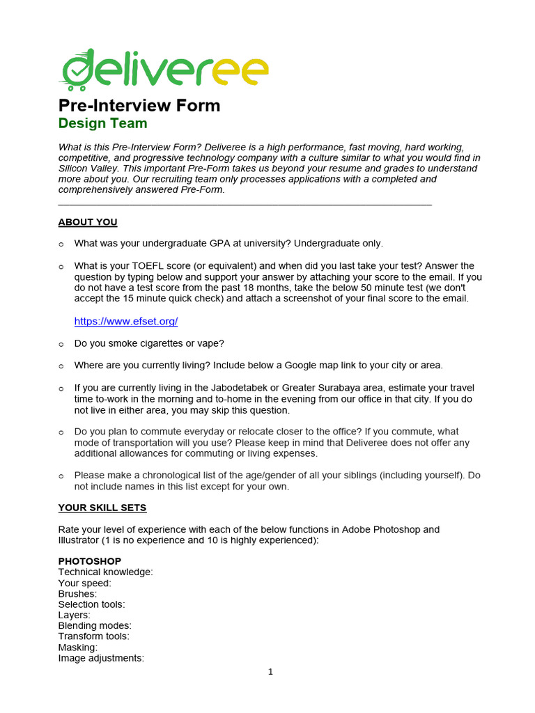 Pre-Interview Design Team | PDF | Adobe Illustrator