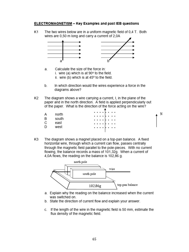 Physics Exam Prep: Electromagnetism | PDF | Electric Motor | Magnetic Field