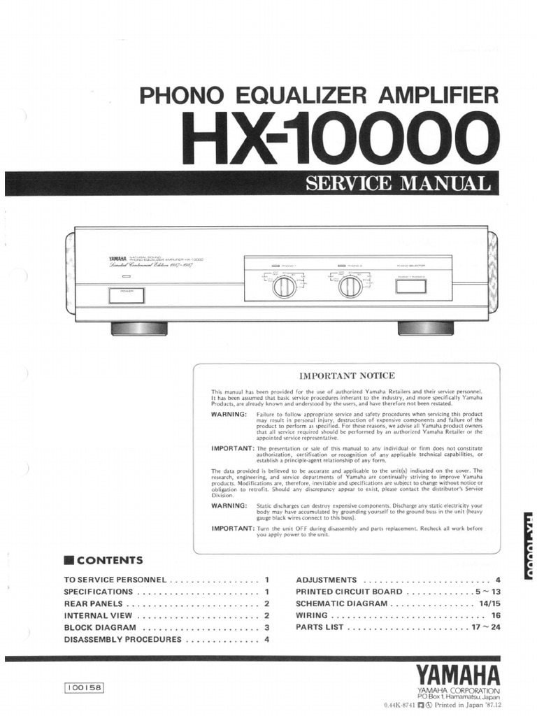 Yamaha - hx-10000 - Phono Pre Amp | PDF