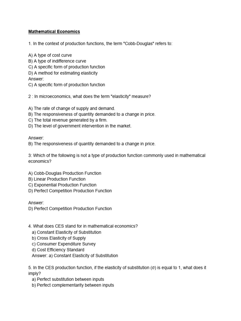Mathematical Economics | PDF